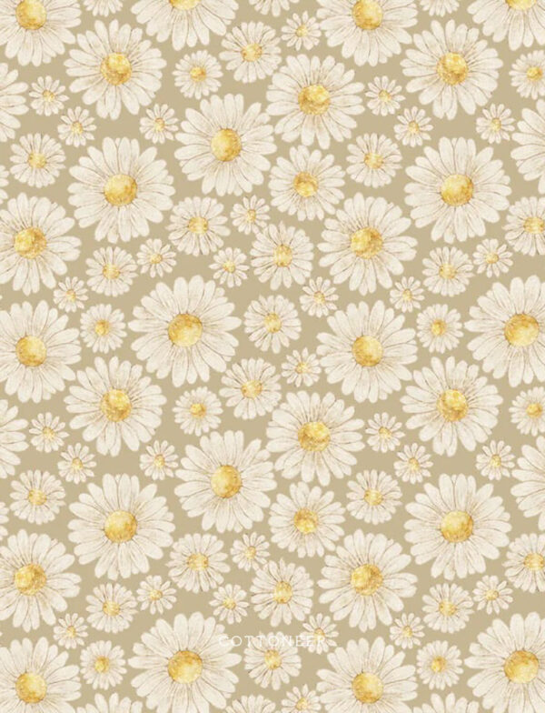 Daisies Tan | Tiny Waddles by Jessica Yon Lo - Cottoneer Fabrics