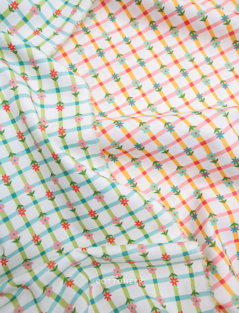 Petal Plaid in Green Turquoise | Love Bugs Organic Cotton by Jayme ...