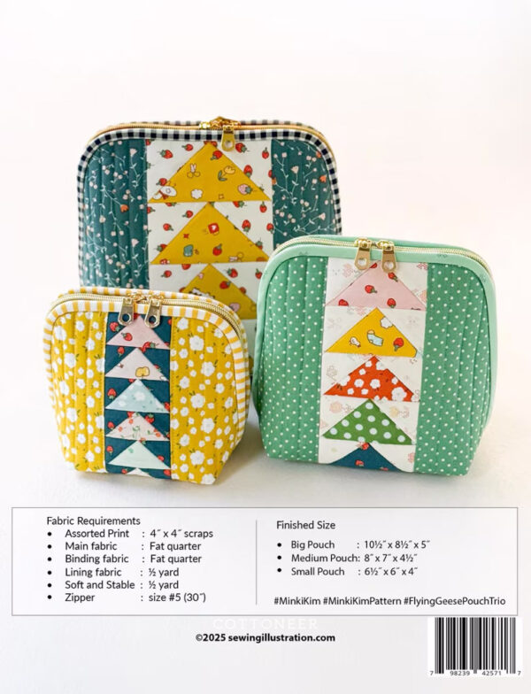 Flying Geese Pouch Trio Pattern by Minki Kim - Cottoneer Fabrics